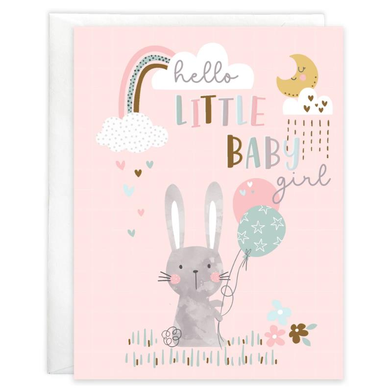 Gina B Designs - Baby Greeting Card Bunny & Balloons
