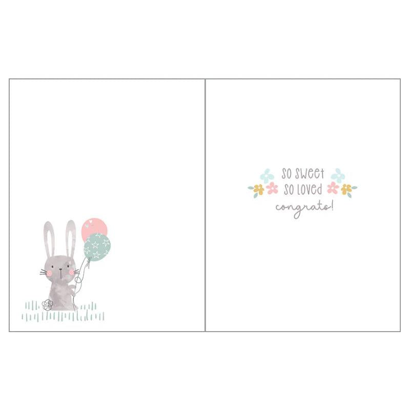 Gina B Designs - Baby Greeting Card Bunny & Balloons