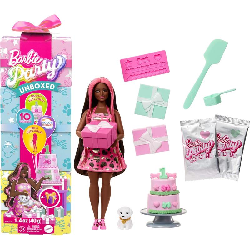 Mattel - Barbie Party Unboxed Doll & Accessories, Pink