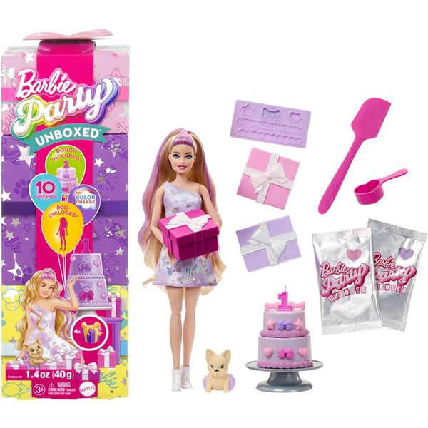 Mattel - Barbie Party Unboxed Doll & Accessories, Purple | MacroBaby