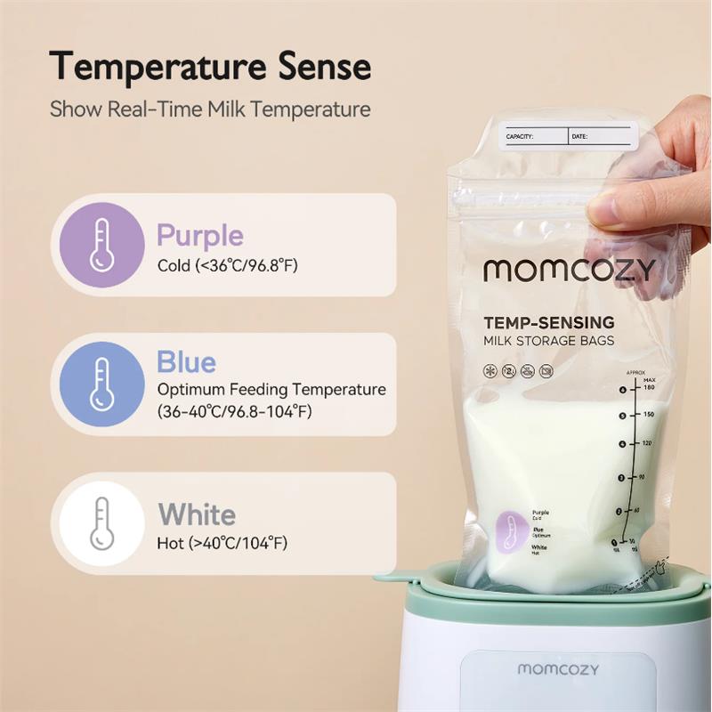 Momcozy 120Ct Temp-Sensing Breastmilk Storage Bag, 6 Oz | MacroBaby